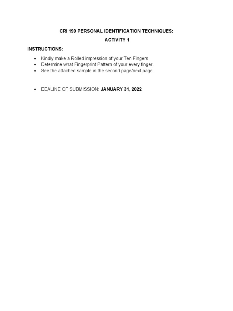 Cri 199 Practical Activity #1 | PDF