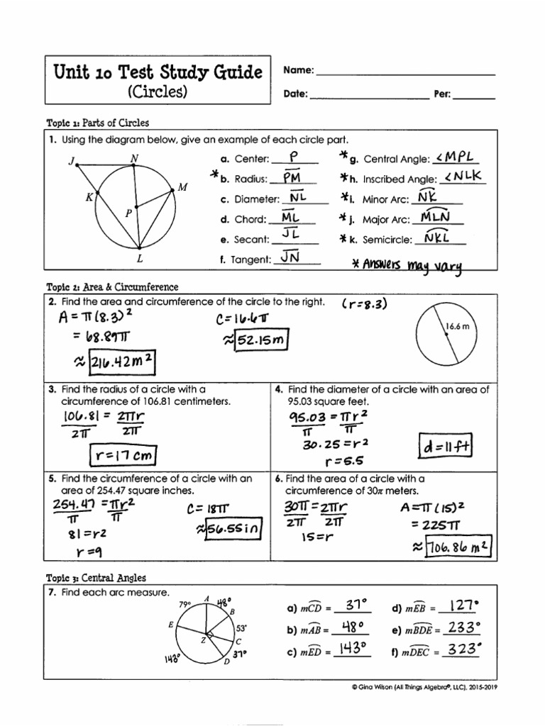 Circles Study Guide - KEY | PDF