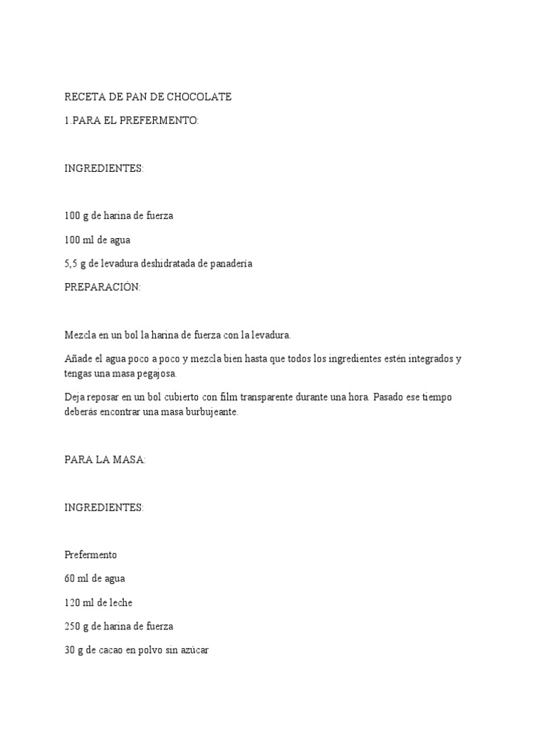 Receta de Pan de Chocolate | PDF | Panes | Chocolate