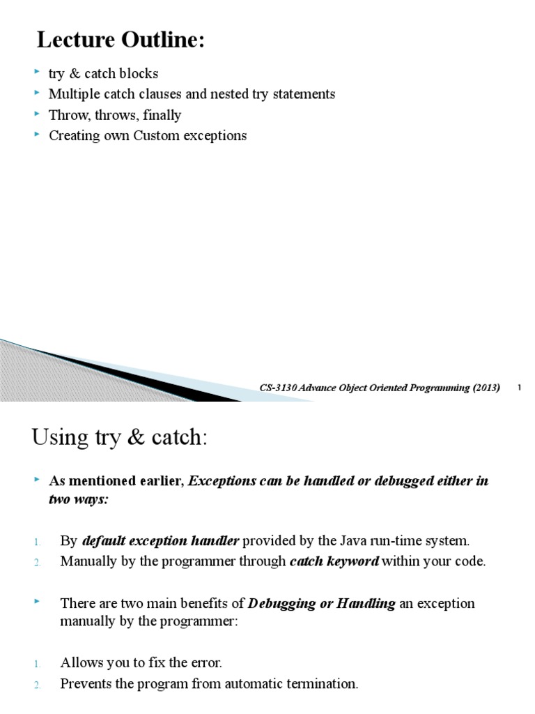 Exception Handling Lecture 91 Pdf Class Computer Programming Parameter Computer