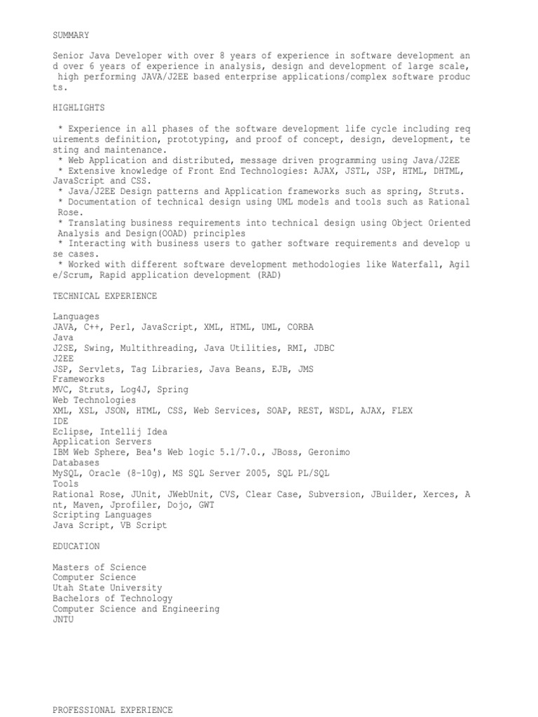 Software Engineer, Java Developer | PDF | Java Platform | Enterprise ...