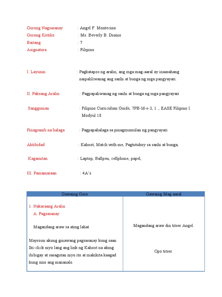 Lesson Plan EDUC2A 1 1 | PDF