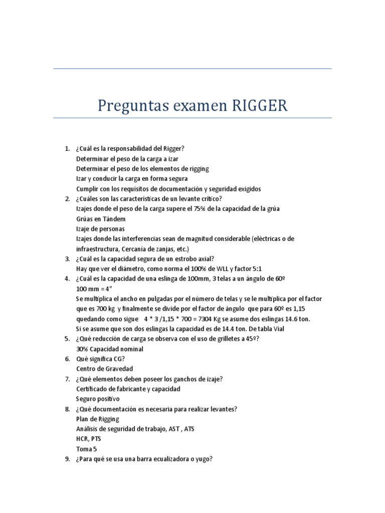 Examen Rigger | PDF