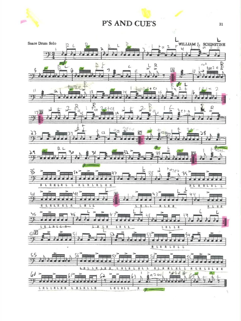 P's and Cue's - Snare Drum Solo | PDF