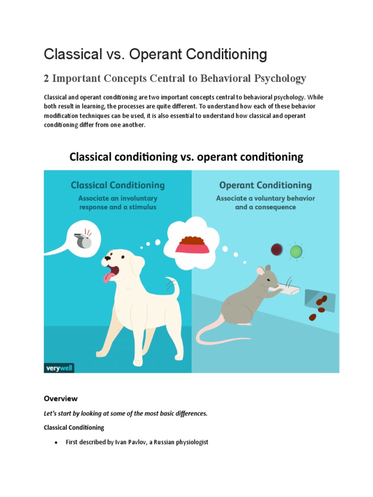 Classical Conditioning vs. Operant Conditioning | PDF | Classical Conditioning | Reinforcement