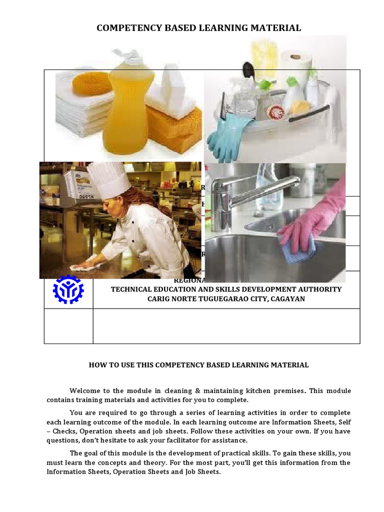 CBLM 1 Clean &maintain Kitchen Premises | PDF | Cookware And Bakeware ...