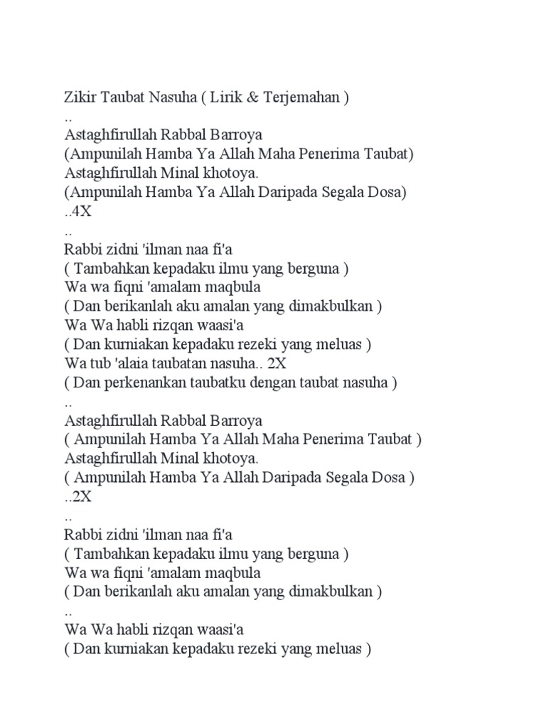Zikir Taubat Nasuha | PDF