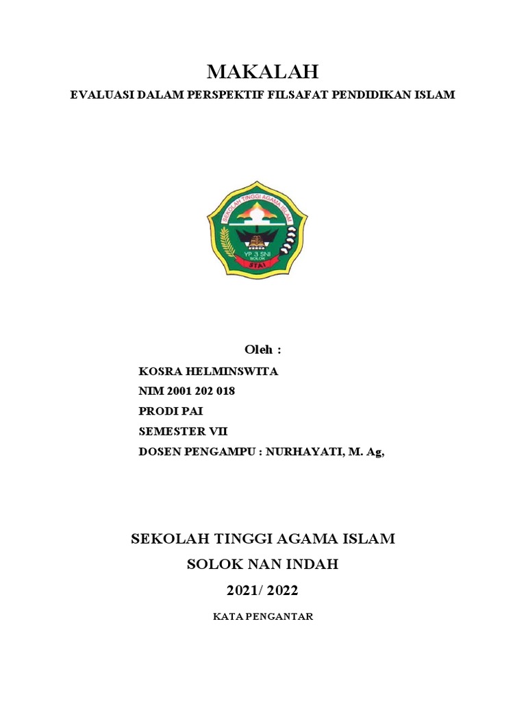 Evaluasi Dalam Perspektif Filsapat Pendidikan Islam | PDF | Karier & Perkembangan