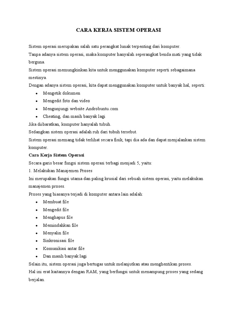 Cara Kerja Sistem Operasi | PDF
