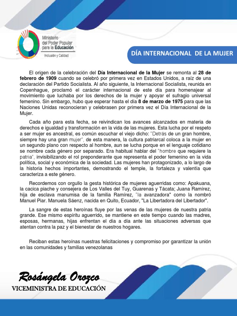 Dia Internacional de La Mujer | PDF | Ciencias sociales | Viajes y turismo