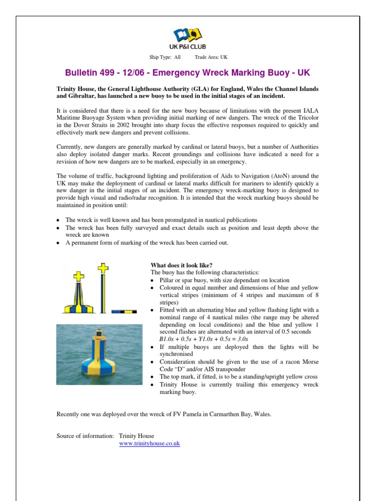 Emergency Wreck Marking Buoy | Water Transport | Navigation