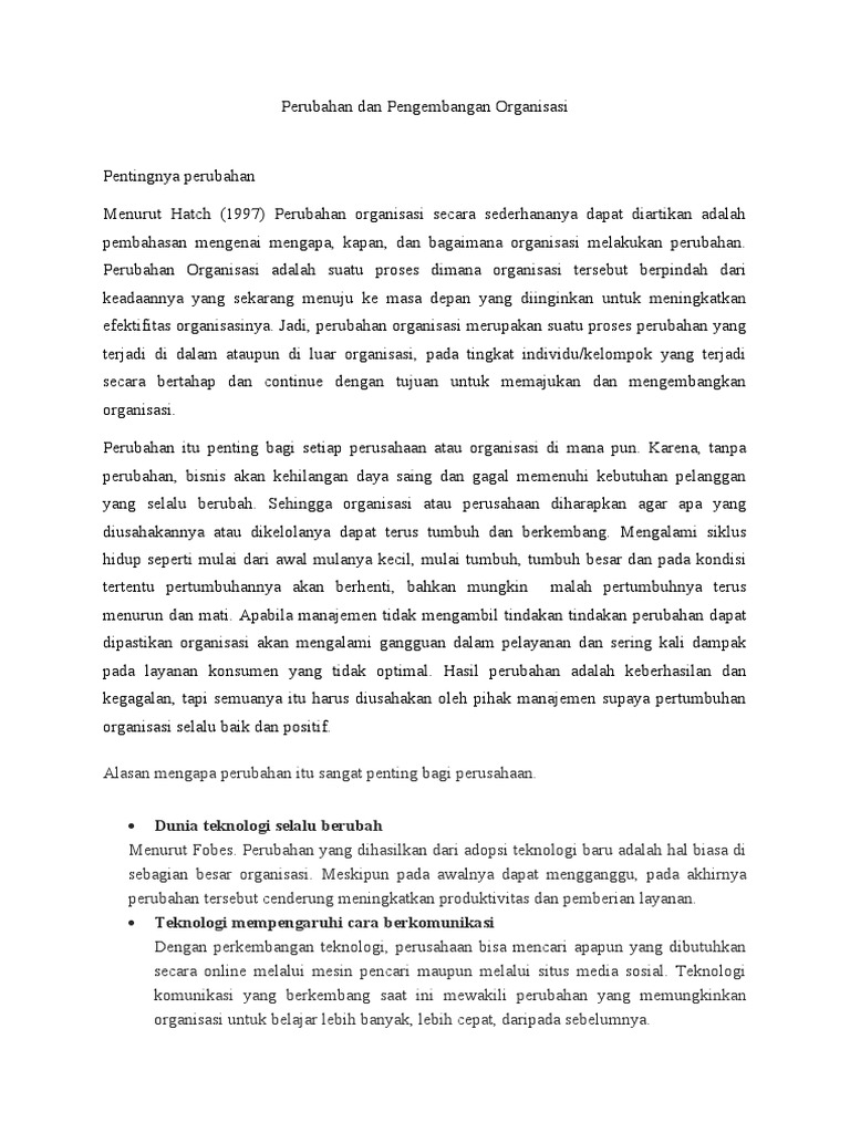 PO (Pentingnya Perubahan Dan Model Perubahan) | PDF