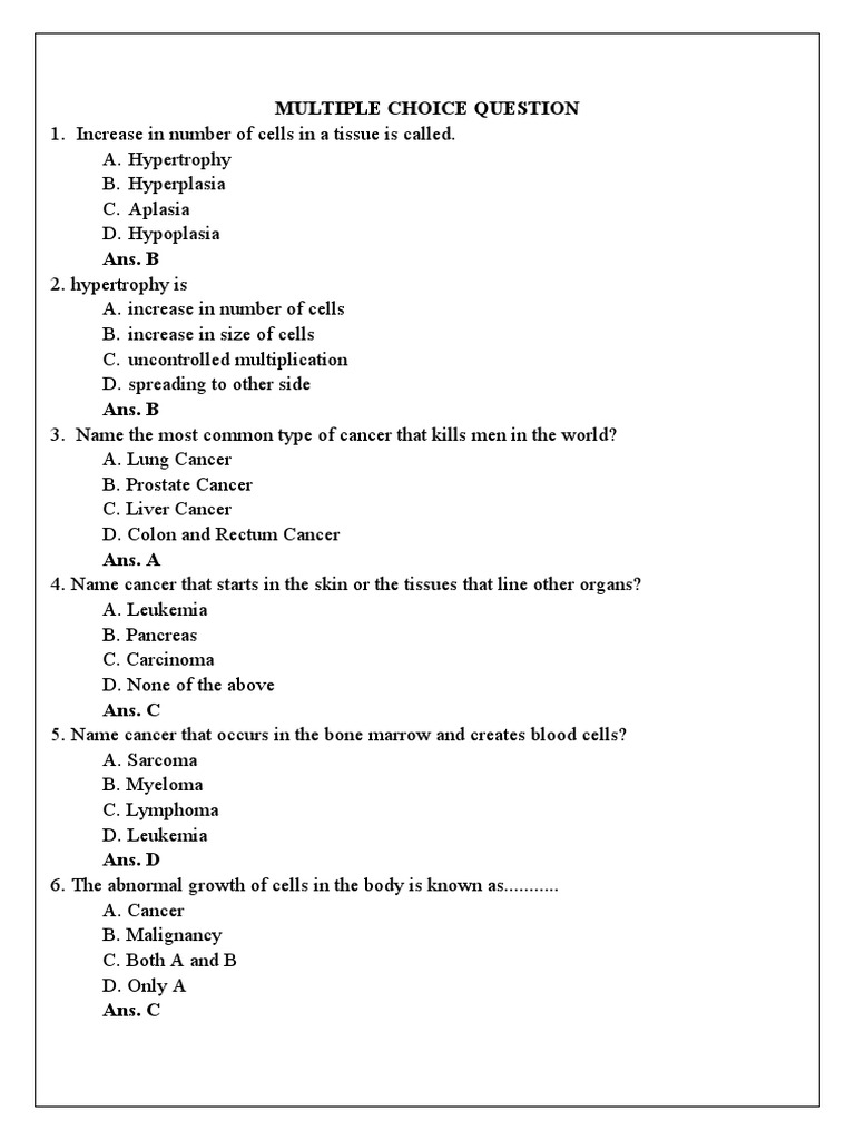 Mcq's On Oncology | PDF | Cancer | Chemotherapy