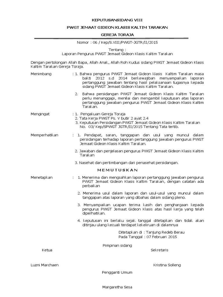 R.KEPUTUSAN.06docx LPJ Pengurus PWGT | PDF