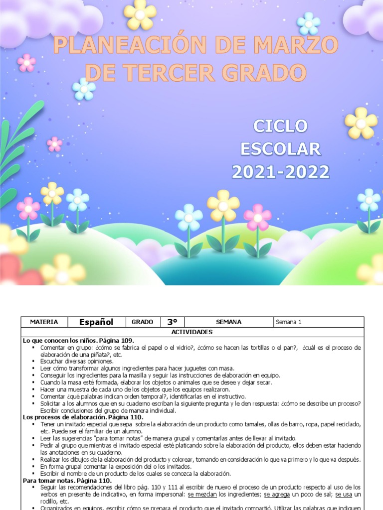 Planeacion Mensual de Marzo Tercer Grado | PDF | Imán | Sonido