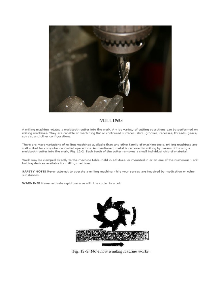 Milling: SAFETY NOTE! Never Attempt To Operate A Milling Machine While ...