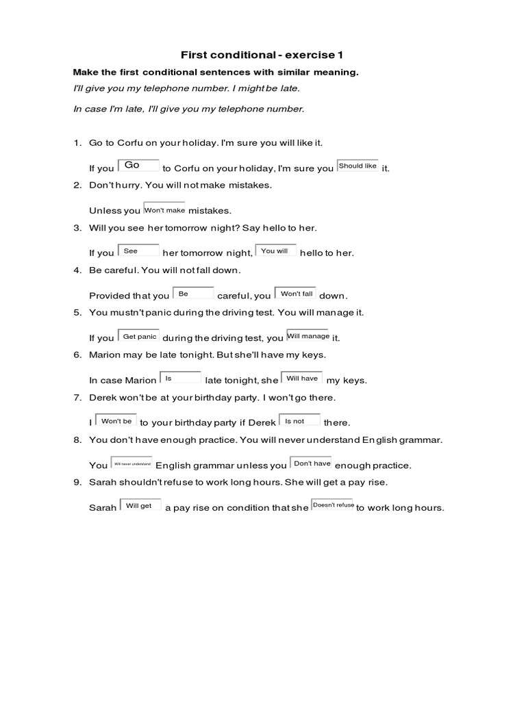 First Conditional Exercise | PDF