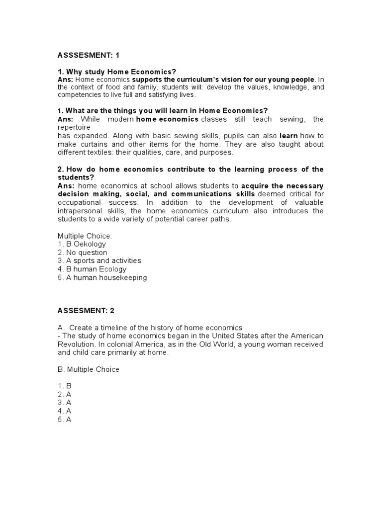 Home Economics Curriculum Overview | PDF | Home Economics | Temporary ...