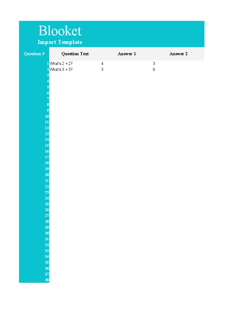 Blooket Spreadsheet Import Template | PDF