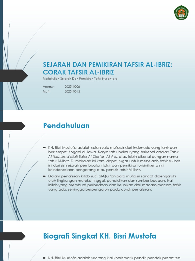 Sejarah Tafsir Al-Ibriz Karya KH. Bisri | PDF