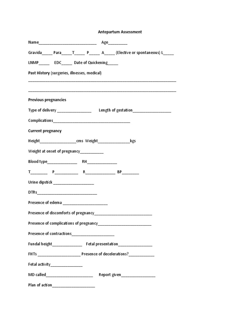 Antepartum Assessment 2 | PDF