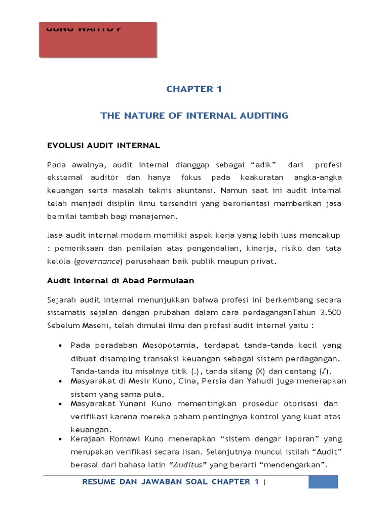 Chapter 1 The Nature of Internal Auditing | PDF | Pengelolaan Keuangan & Uang