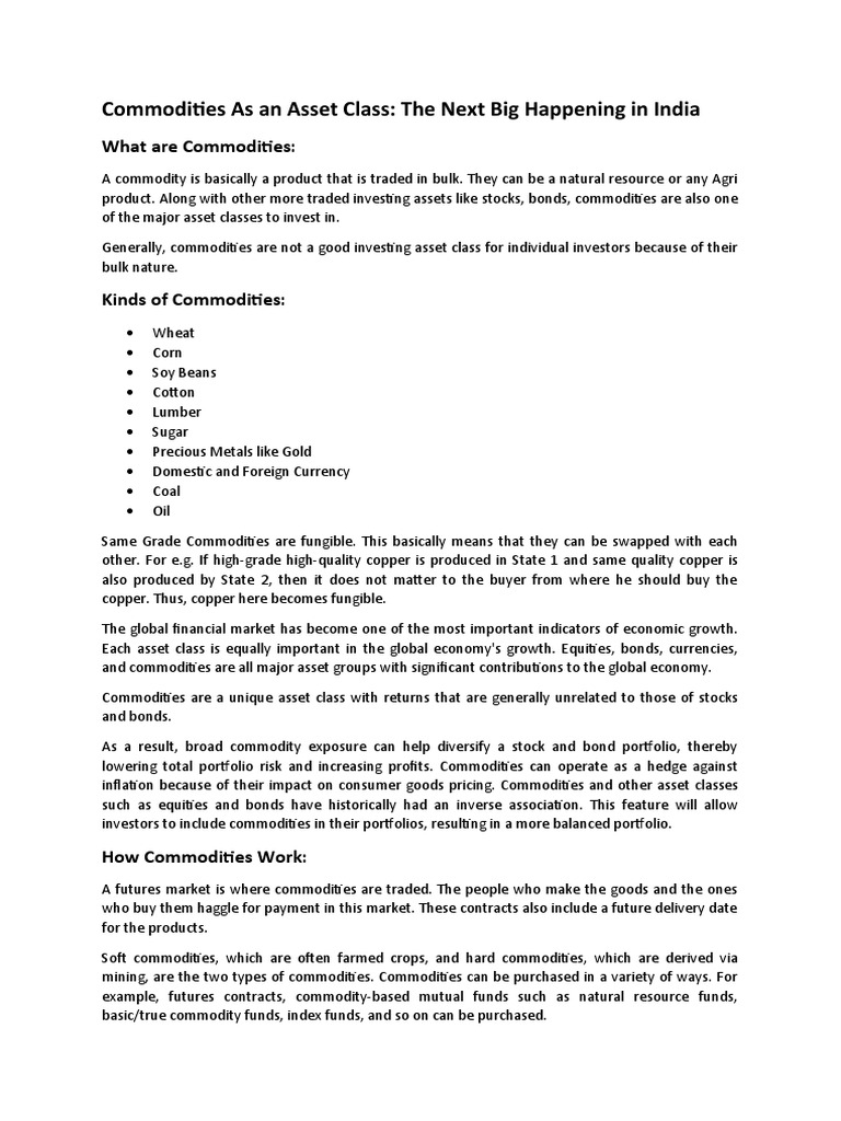 Commodities As An Asset Class | Download Free PDF | Margin (Finance ...