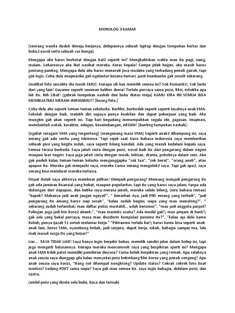 Monolog 3 Kamar | PDF