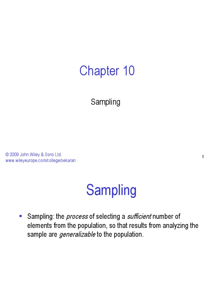 CH10 Sampling (Uma Sekaran) | PDF | Sampling (Statistics) | Sample Size ...
