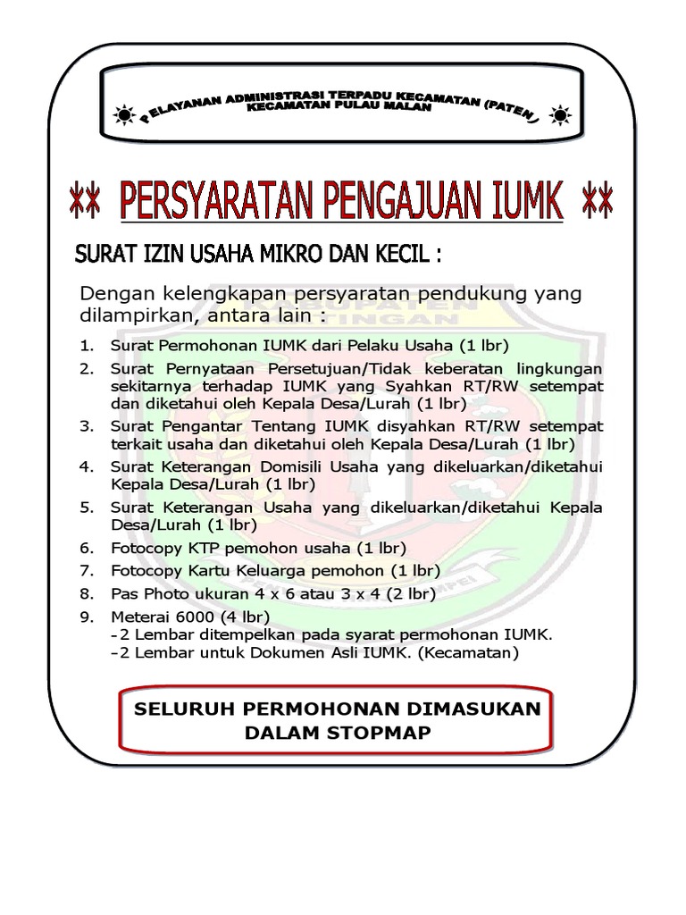 Formulir Perizinan Usaha Iumk Desa Buntut Bali... Subali.... | PDF ...