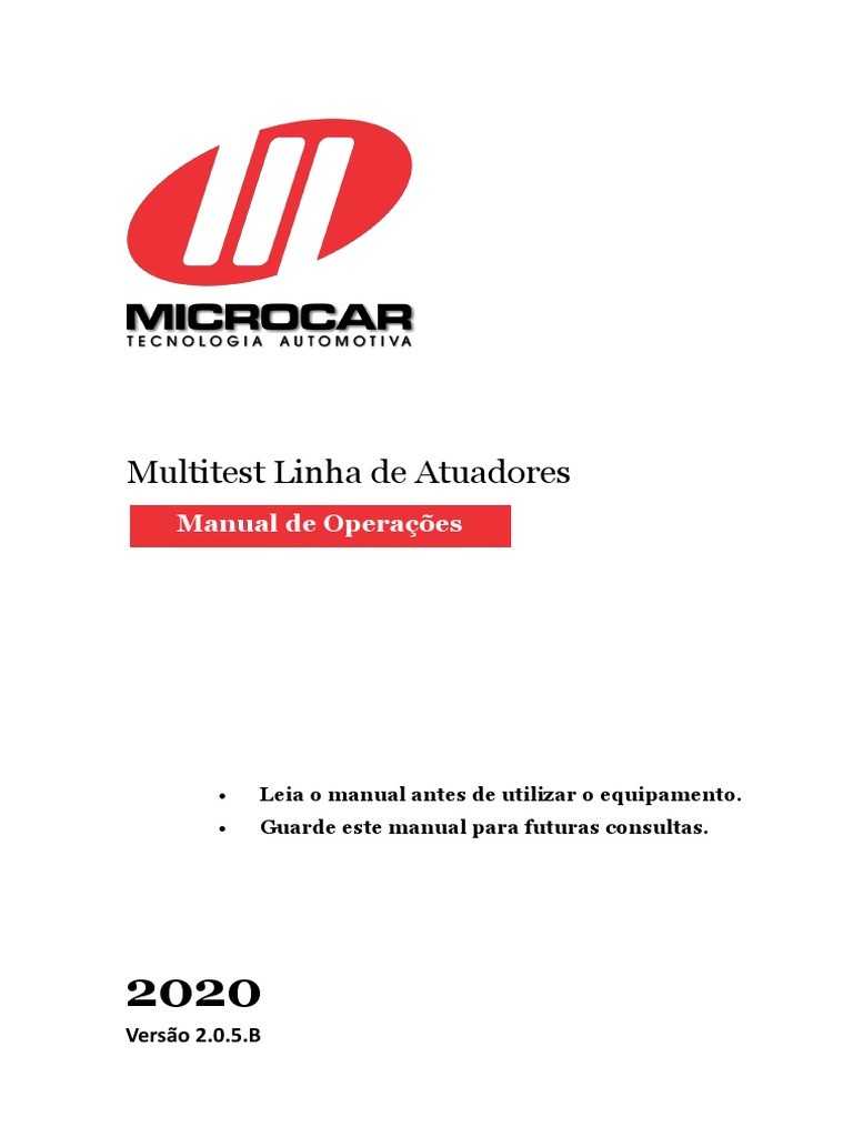 Manual de Operações Multitest Microcar | PDF | Rede elétrica | Motores