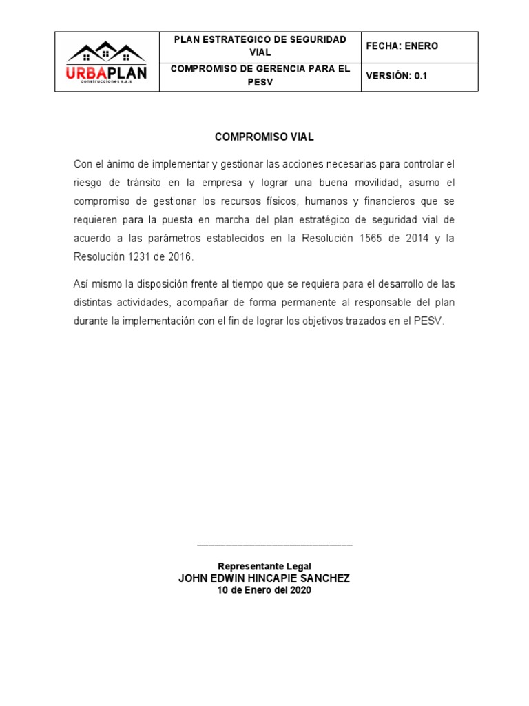 Compromiso Gerencial PESV | PDF