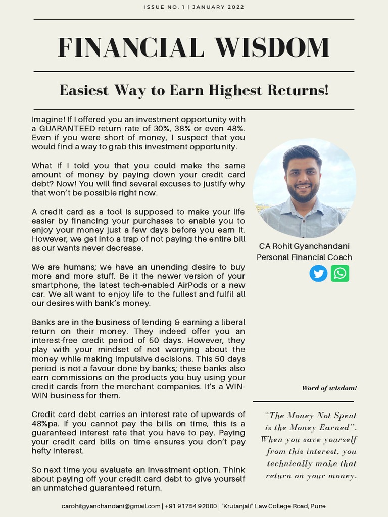 Financial Wisdom: Easiest Way To Earn Highest Returns! | PDF | Finance ...
