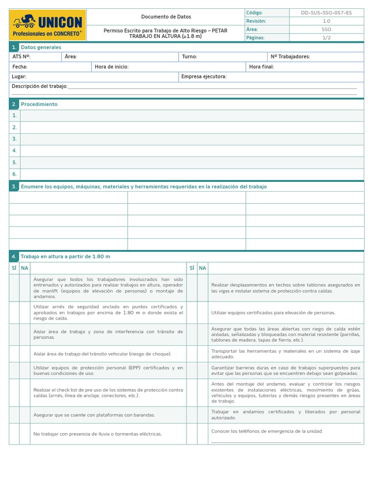 Nexa Formulario Trabajo en Altura Color-g2-w31-6nov-Edited | PDF | Andamio