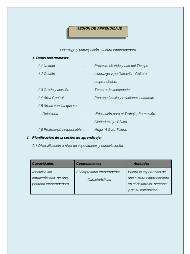Sesion de Aprendizaje CC Ss 1 | PDF | Cambio | Maestros