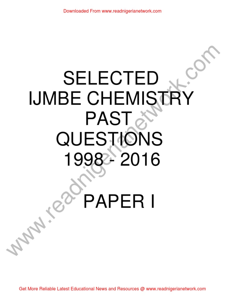 Chemistry Past Questions 1998 2018 | PDF