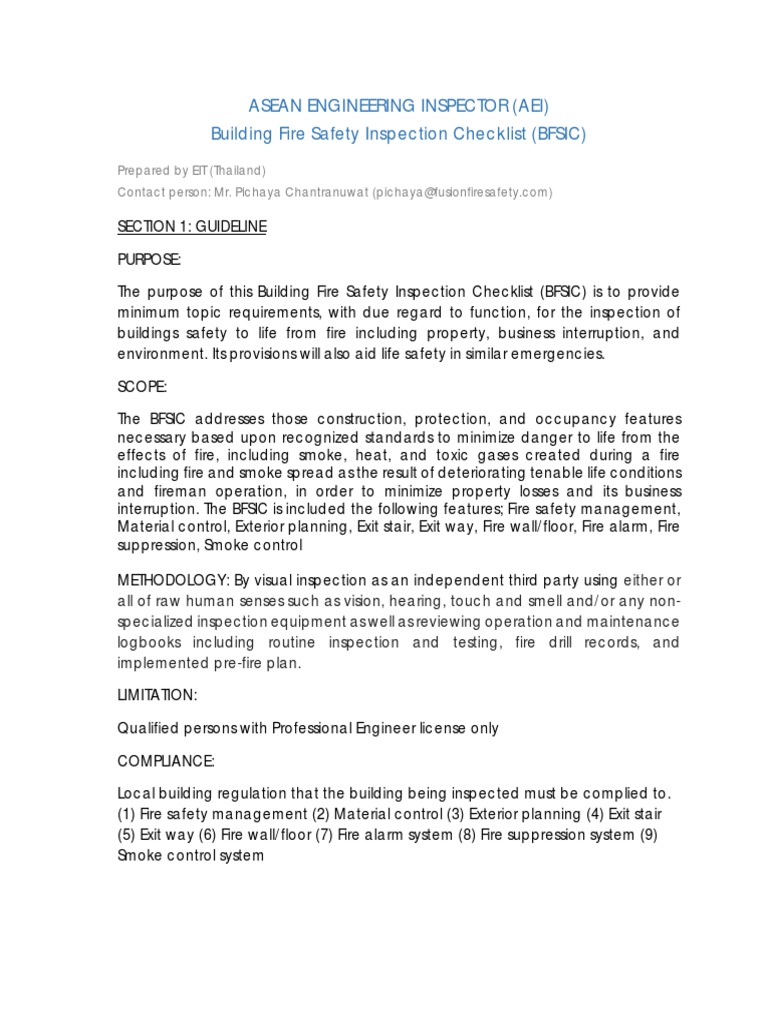 Building Fire Safety Inspection Checklist | PDF | Fire Safety | Fire ...