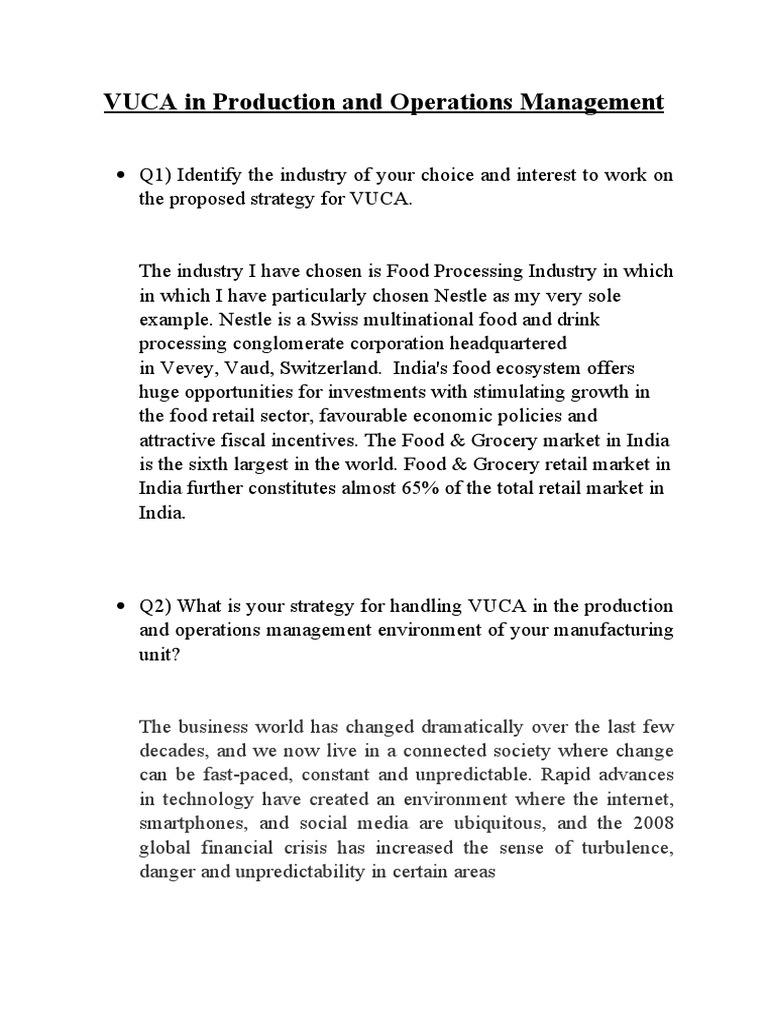 Vuca in Production and Operations Management | PDF | Innovation ...