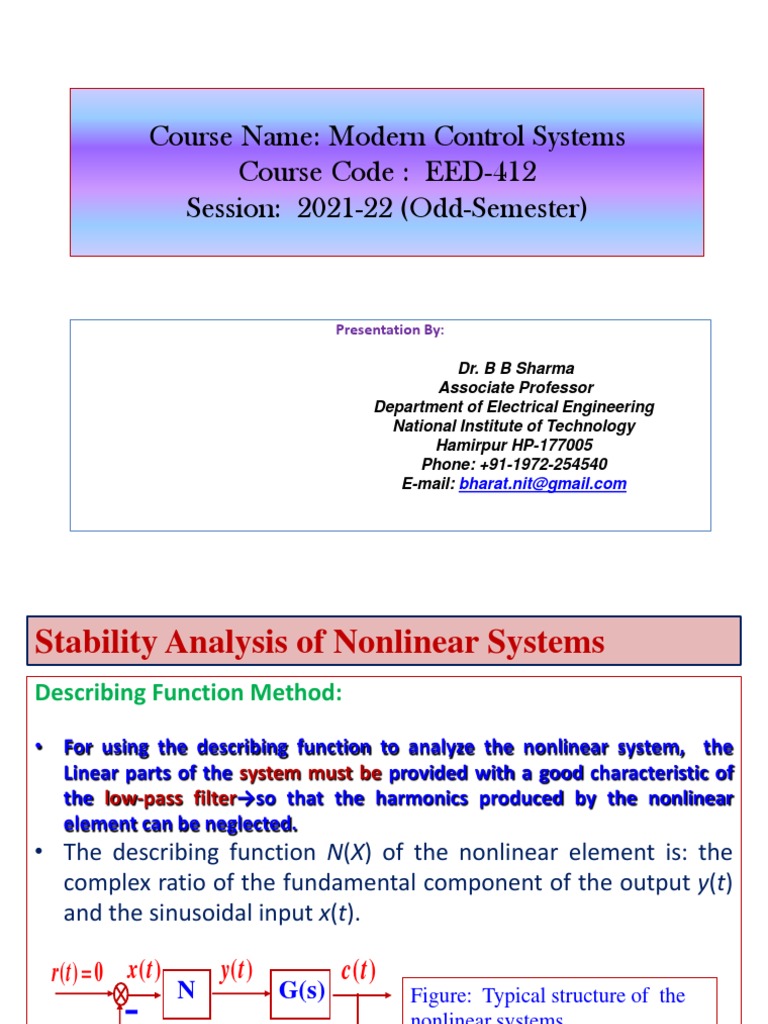 Modern Control Systems Stability Analysis | PDF | Nonlinear System ...