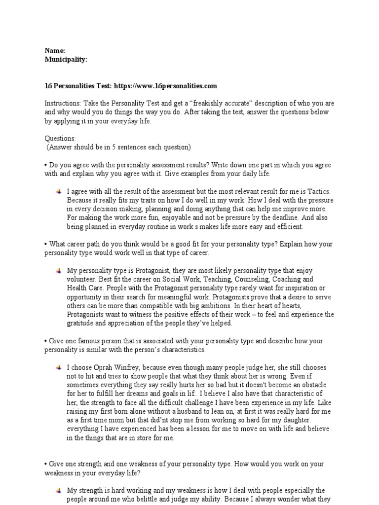 16 Personalities Test | PDF | Personality Type | Cognition