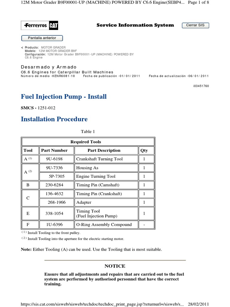 Fuel Injection Pump - Install | PDF | Engines | Machines
