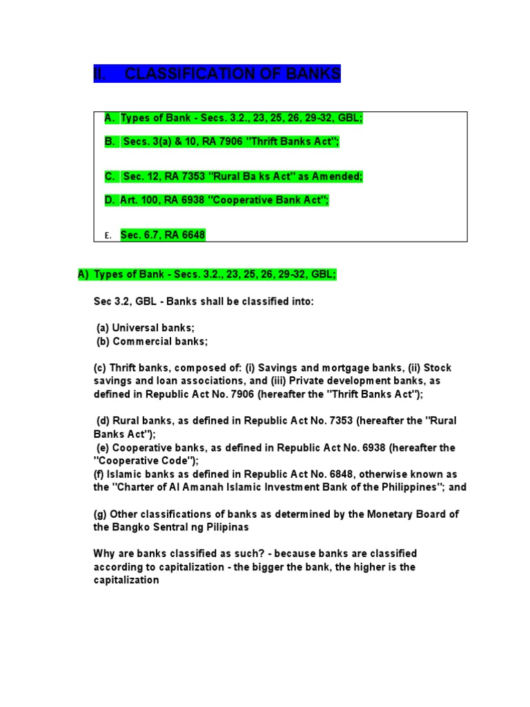 Types and Classification of Banks | PDF | Banks | Savings And Loan ...