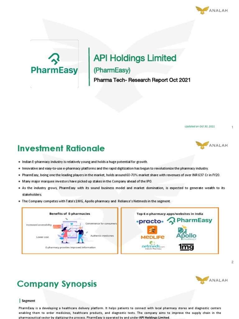 Api Holdings Limited: (Pharmeasy) | PDF | Valuation (Finance) | Investing