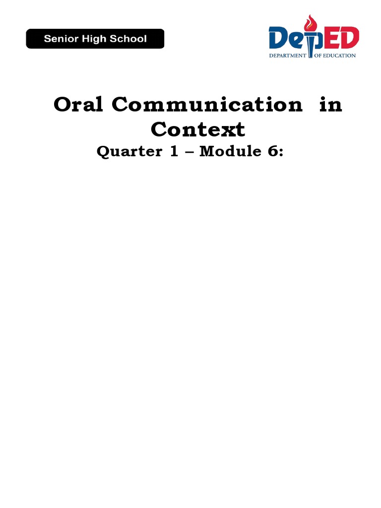 6 ORAL COMMUNICATION G11 Q1 Module 2 For Students | PDF | Learning ...