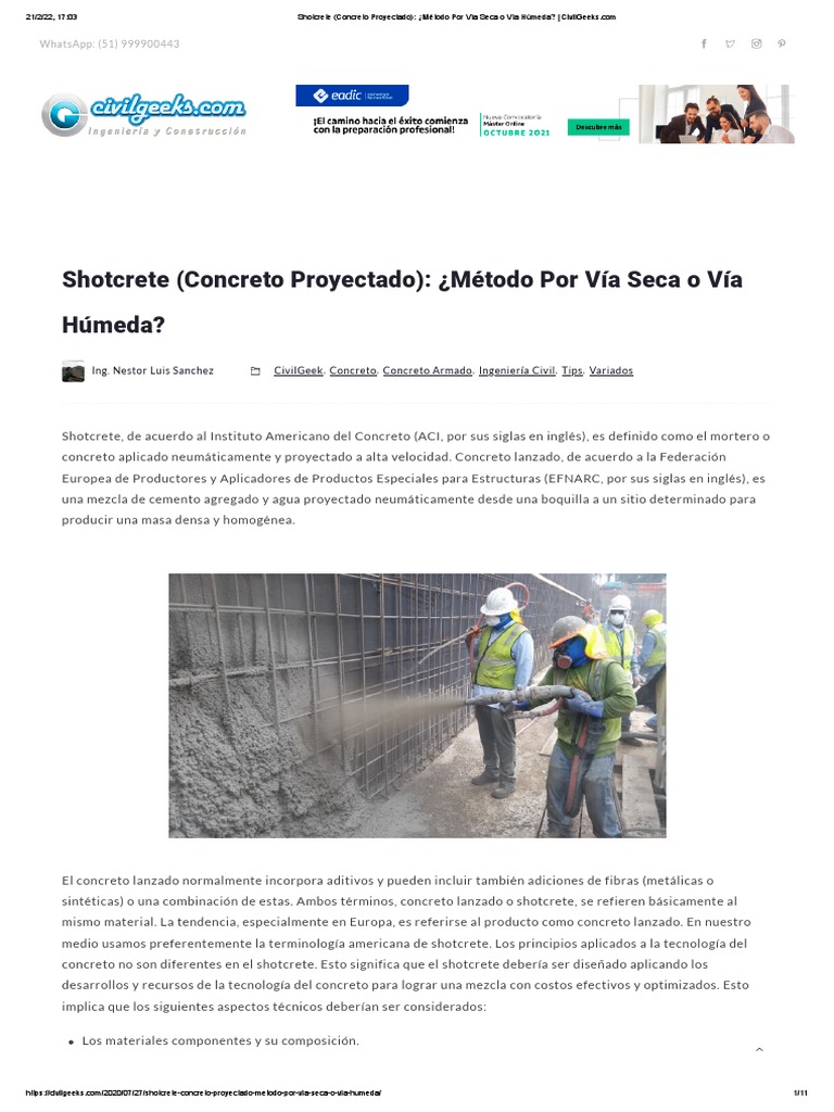 Shotcrete (Concreto Proyectado) - ¿Método Por Vía Seca o Vía Húmeda ...