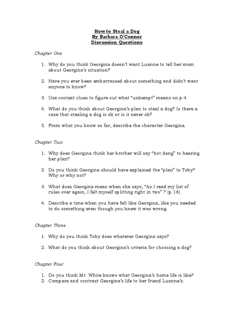 Discussion Questions for "How to Steal a Dog" | PDF | Language Arts ...