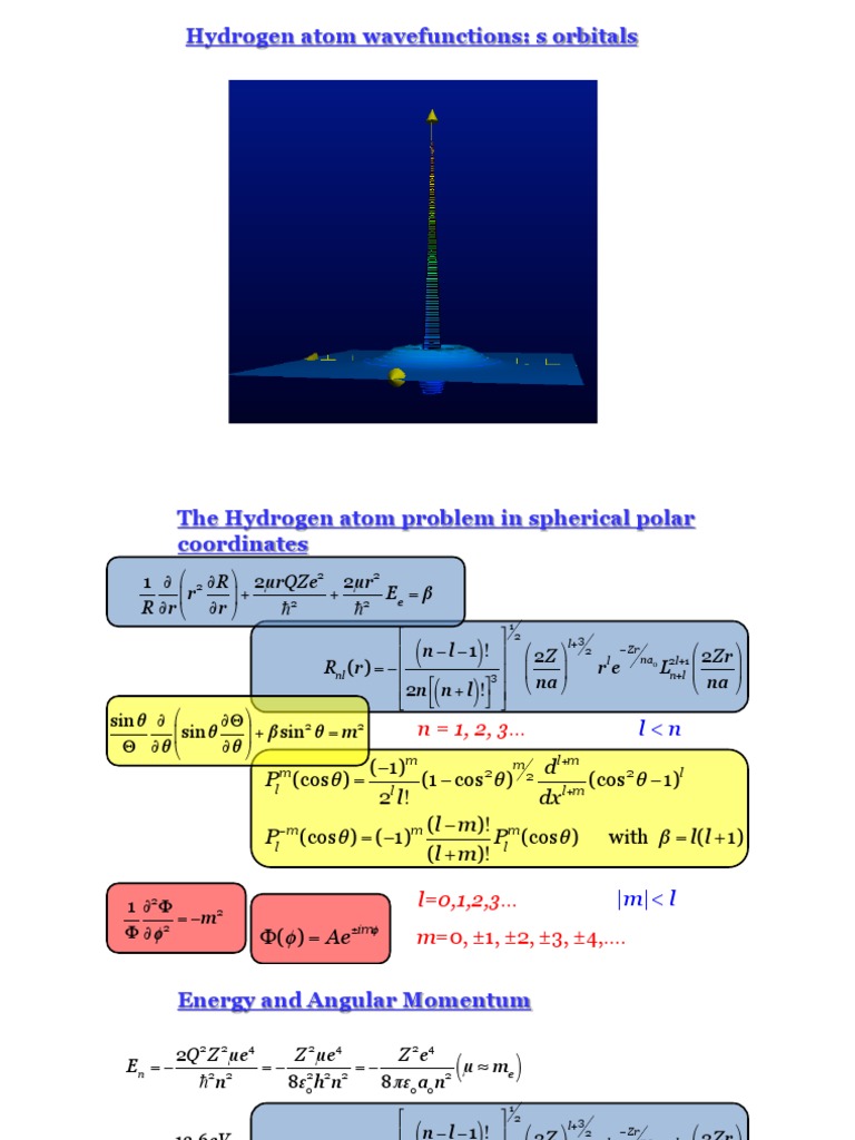 Week 3 Lecture 13 16 Hydrogen Atom Wavefunctions Pdf Atomic