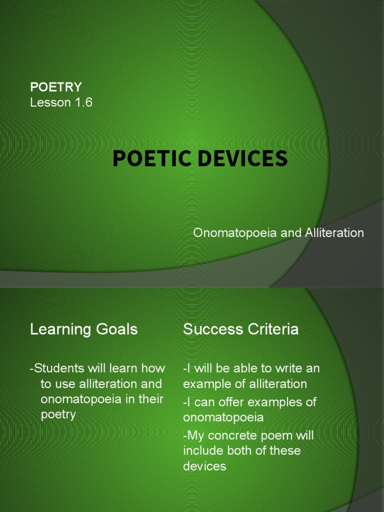Alliteration and Onomatopoeia in Poetry | PDF | Poetry | Poetic Devices