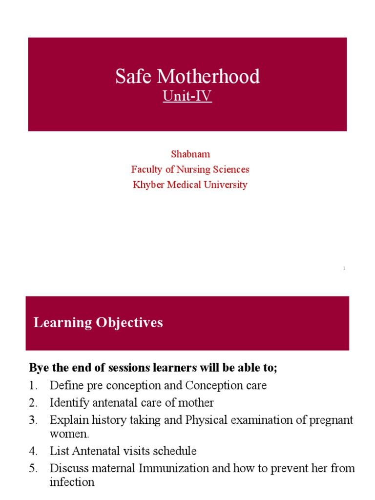 Safe Motherhood Part-1 | PDF | Pregnancy | Childbirth