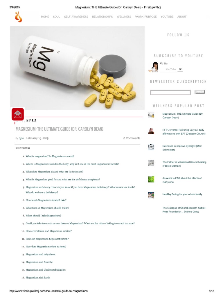 Magnesium: The Ultimate Guide (Dr. Carolyn Dean) | PDF | Magnesium ...